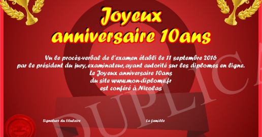 Joyeux anniversaire 10ans