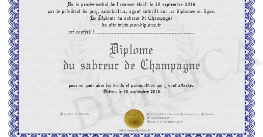 Diplome du sabreur de Champagne