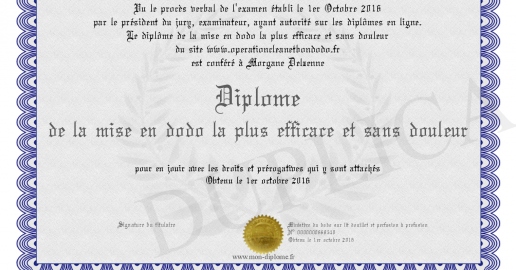Diplome de la mise en dodo la plus efficace et sans douleur