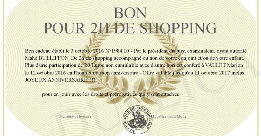 BON POUR 2H DE SHOPPING