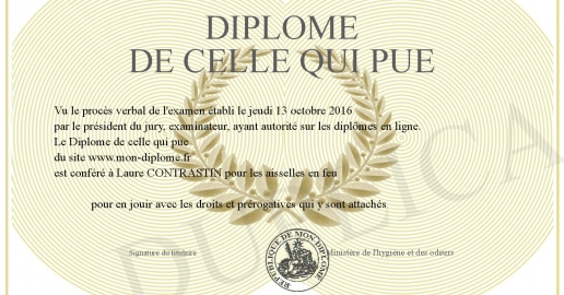 Diplome de celle qui pue