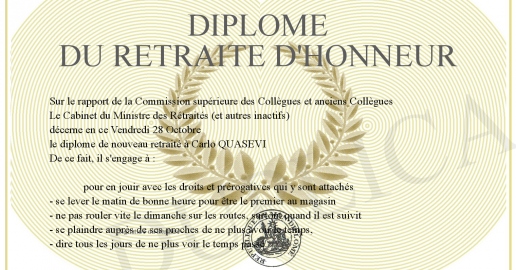 Diplome du retraite d honneur