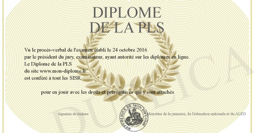 Diplome de la PLS