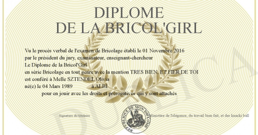 Diplome de la Bricol Girl