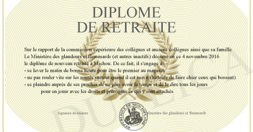 Diplome de retraite