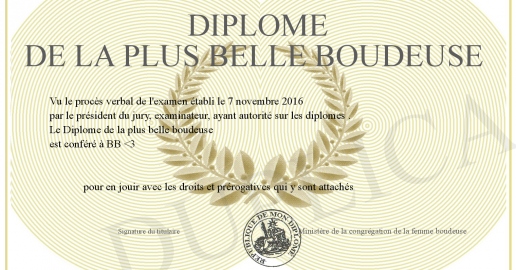 Diplome de la plus belle boudeuse
