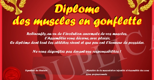 Diplome des muscles en gonflette