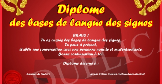 Diplome des bases de langue des signes