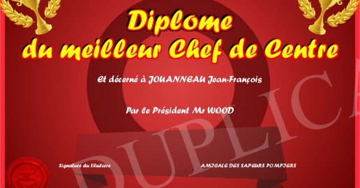 Diplome du meilleur Chef de Centre