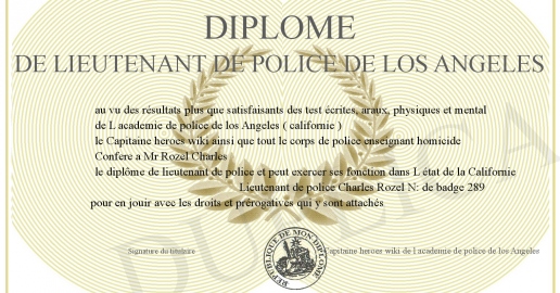 Diplome de lieutenant de police de los Angeles