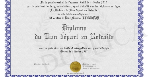 Diplome du Bon depart en Retraite