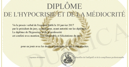 DiplÔme de l hypocrisie et de la mÉdiocritÉ