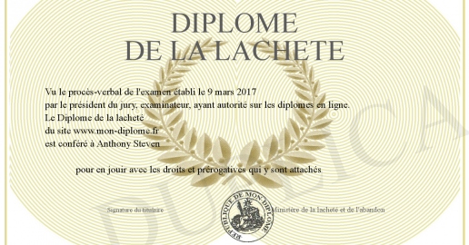Diplome de la lachete