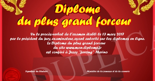 Diplome du plus grand forceur