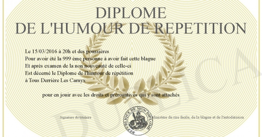 Diplome de l humour de repetition