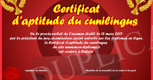 Certificat d aptitude du cunilingus