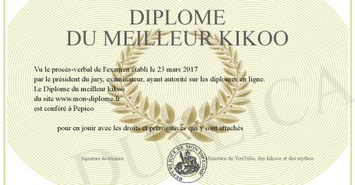 Diplome du meilleur kikoo