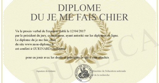 Diplome du je me fais chier