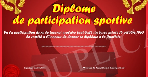 Diplome de participation sportive