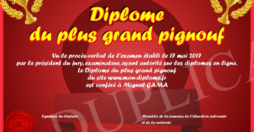 Diplome du plus grand pignouf