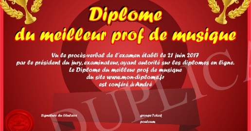 Diplome du meilleur prof de musique
