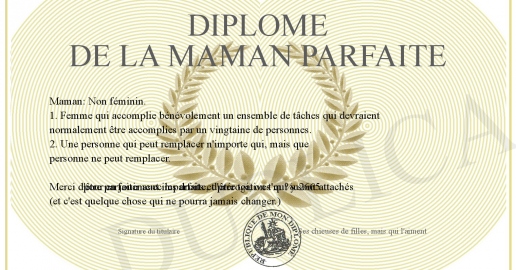 Diplome de la maman parfaite
