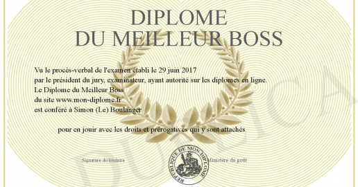 Diplome du Meilleur Boss