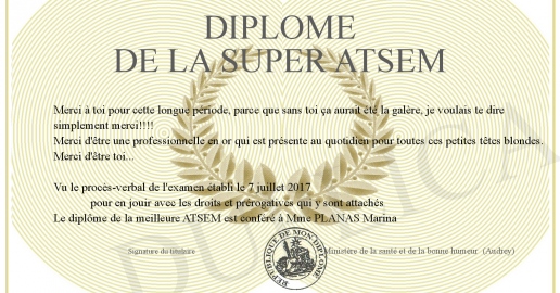 Diplome de la super ATSEM