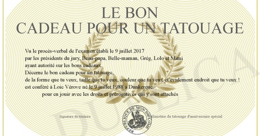 le bon cadeau pour un tatouage