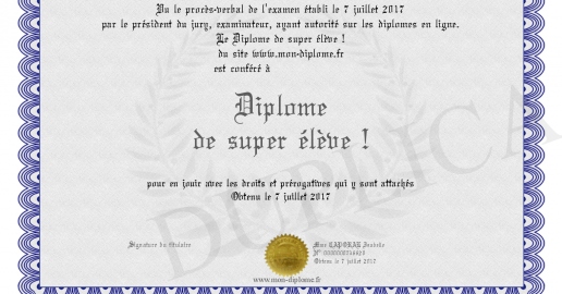 Diplome de super eleve