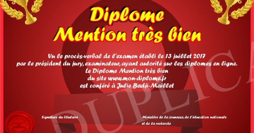 Diplome Mention tres bien