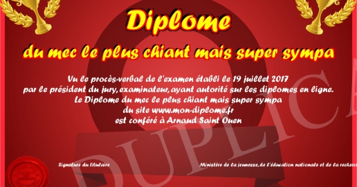 Diplome du mec le plus chiant mais super sympa