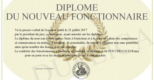Diplome du nouveau fonctionnaire