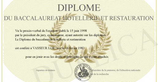 Diplome du baccalaureat hotellerie et restauration