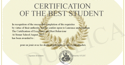 Certification of The Best Student