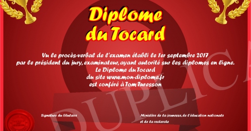 Diplome du Tocard