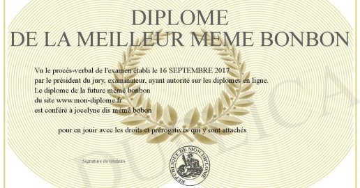 diplome de la meilleur meme bonbon