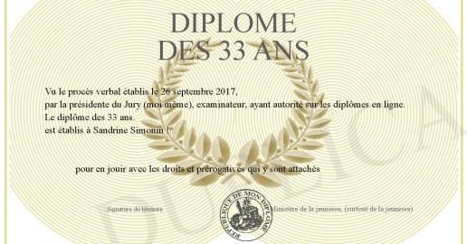 Diplome des 33 ans