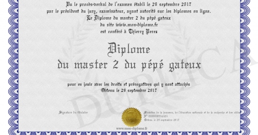 Diplome du master 2 du pepe gateux