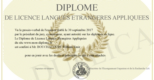 Diplome de Licence Langues Etrangeres Appliquees