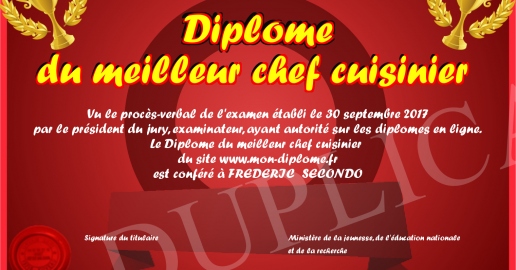 Diplome du meilleur chef cuisinier