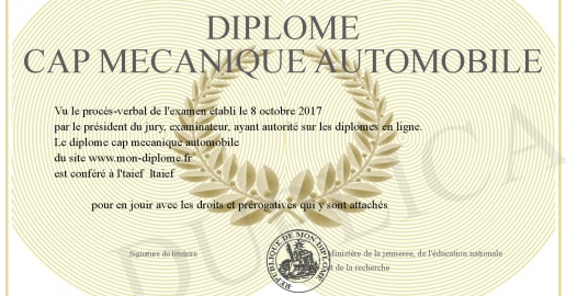 diplome cap mecanique automobile