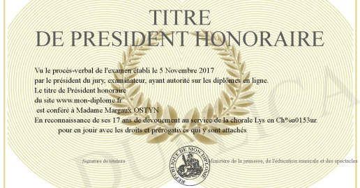 Titre de President Honoraire