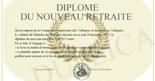 diplome du nouveau retraite