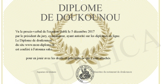 Diplome de doukounou