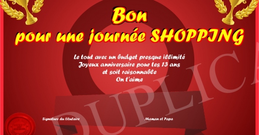 Bon pour une journee SHOPPING