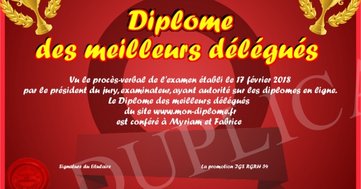 Diplome des meilleurs delegues
