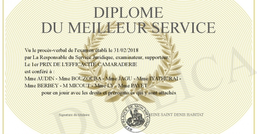 Diplome du Meilleur Service