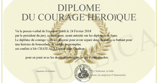 Diplome du courage heroique