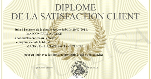 Diplome de la satisfaction client